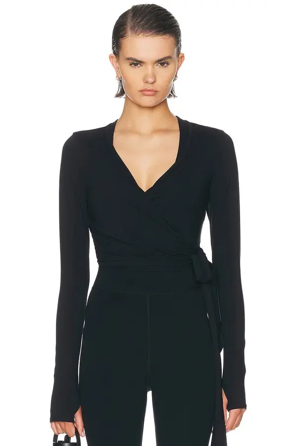 Splits59 Bella Ariweight Lite Wrap Top - Black