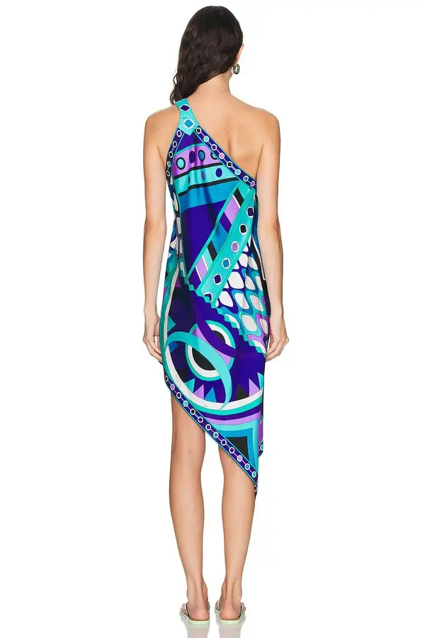 Emilio Pucci Silk Twill Asymmetric Dress In Multi