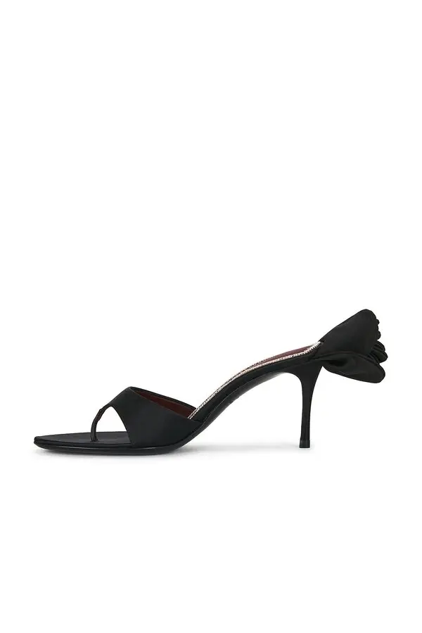 Magda Butrym Satin Flower Sandal Heel - Black