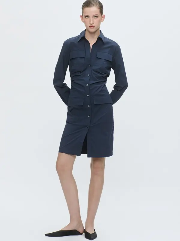 CALLAS MILANO Marrakech Button-front Shirt Dress - Navy