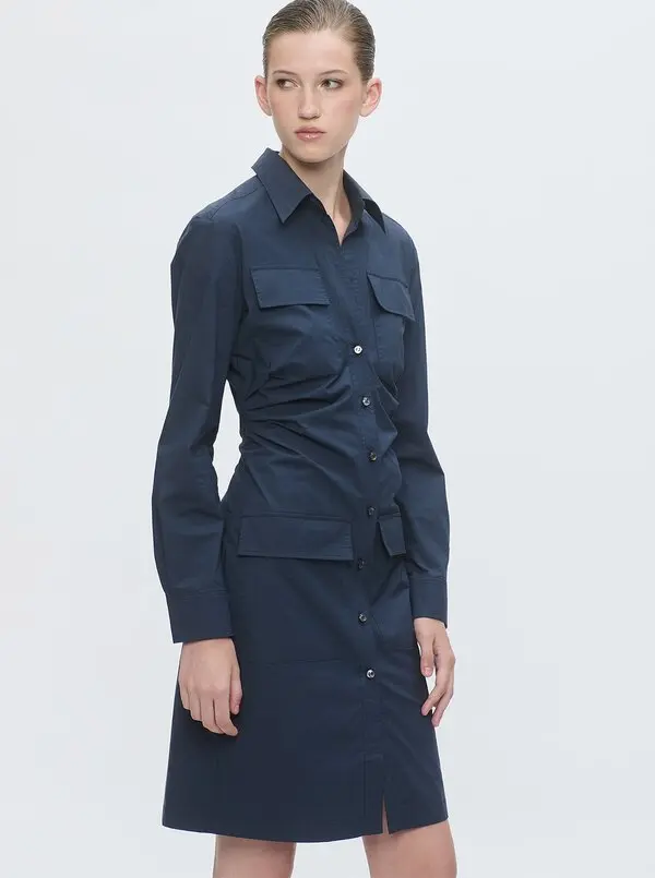 CALLAS MILANO Marrakech Button-front Shirt Dress - Navy