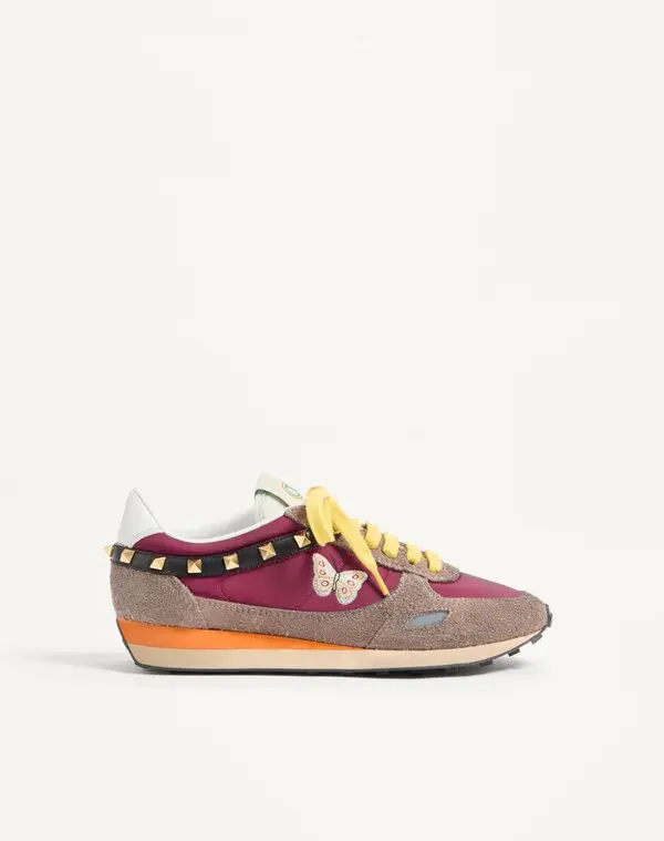 Valentino Garavani Studded Butterfly Embroidered Sneakers - Insolent/multicolour