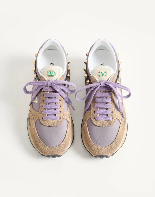 Valentino Garavani Studded Butterfly Embroidered Sneakers - Lilac/multicolor