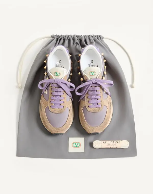 Valentino Garavani Studded Butterfly Embroidered Sneakers - Lilac/multicolor