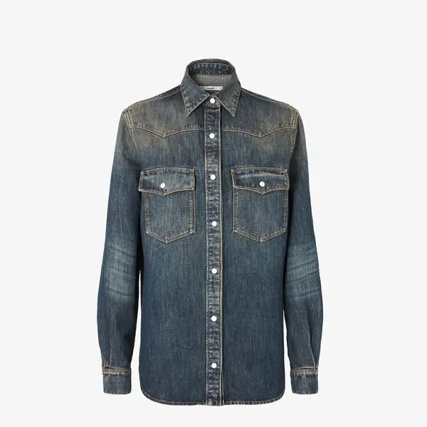 Fendi Western Shirt In Denim - Blue