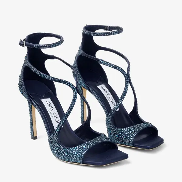 JIMMY CHOO Azia 95 Crystal-embellished Satin Sandals