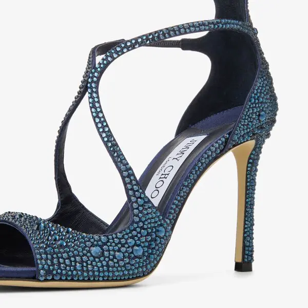 JIMMY CHOO Azia 95 Crystal-embellished Satin Sandals