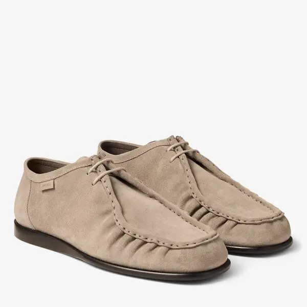 JIMMY CHOO Ember Moccasin Velvet Suede Lace Up Flat
