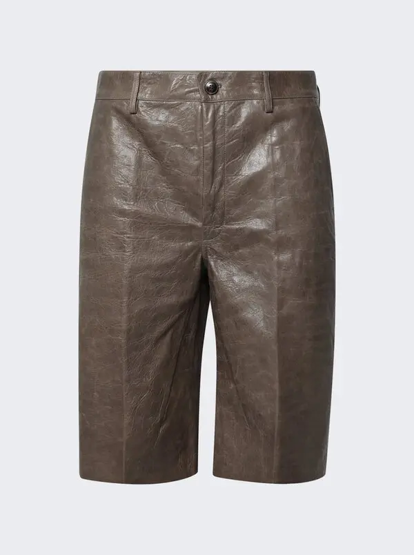 Rick Owens Leather Work Shorts Dust - Brown