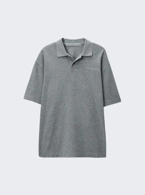 Alexander Wang Short Sleeve Polo Tee With All Over Hotfix Sidewalk