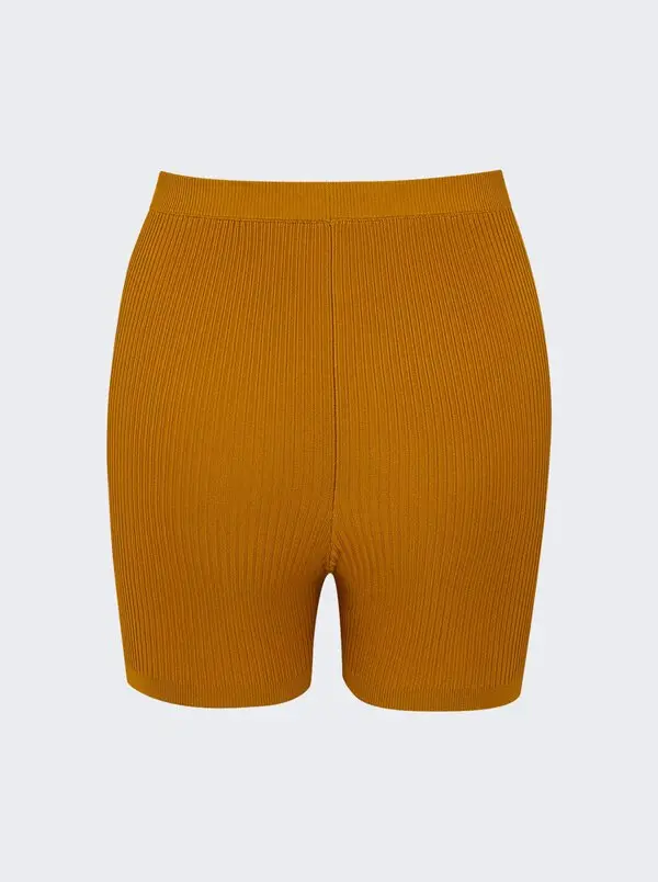 Saint Laurent Rib Knit Cycling Shorts Curcuma