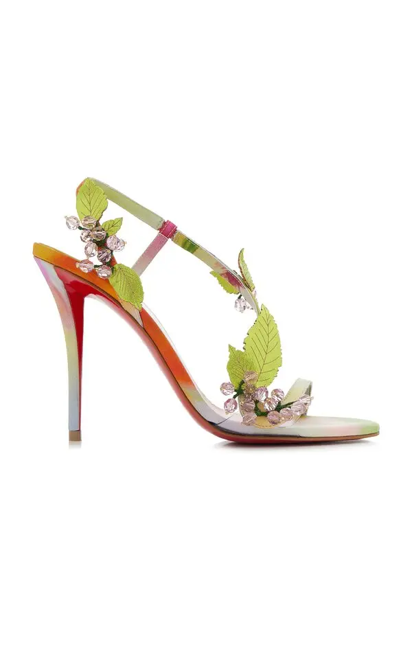 CHRISTIAN LOUBOUTIN Rosa Fruit Satin Embellished High Heel Sandals - Multi
