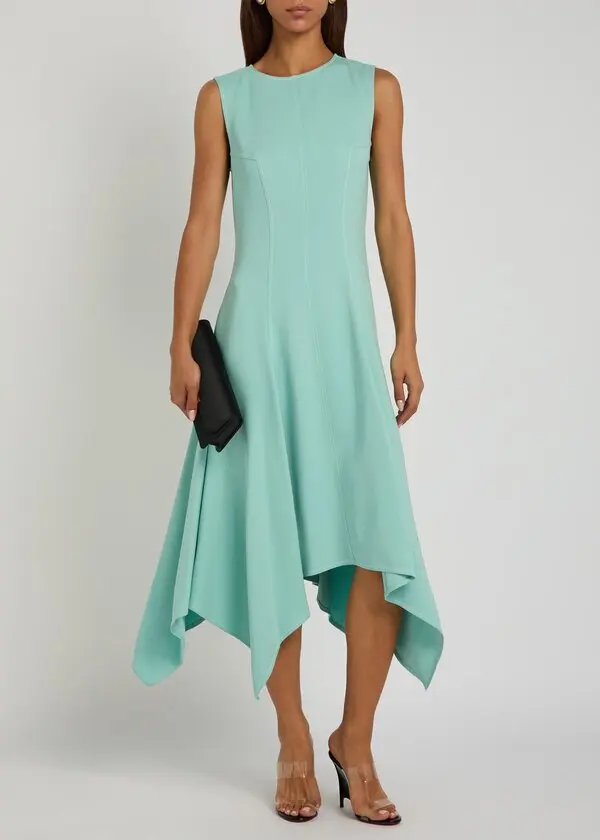 Stella McCartney Asymmetric Crepe Midi Dress