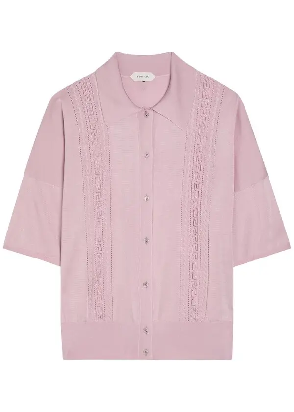 Versace Textured Fine-knit Top - Light Pink