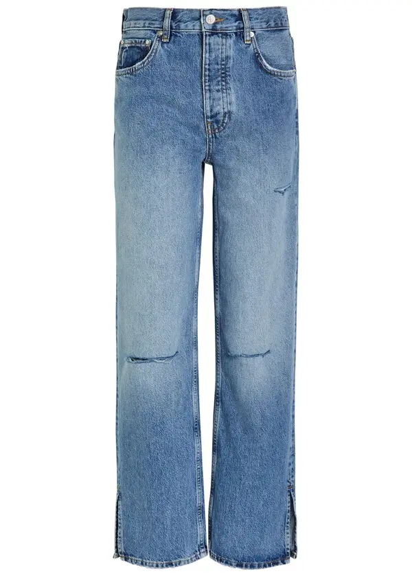 ANINE BING Roy Distressed Straight-leg Jeans - Denim