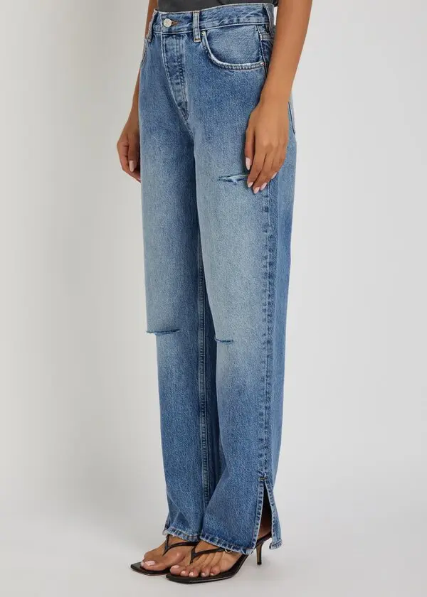 ANINE BING Roy Distressed Straight-leg Jeans