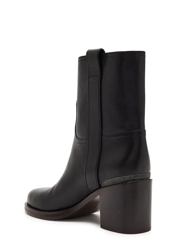 Brunello Cucinelli 75 Leather Ankle Boots