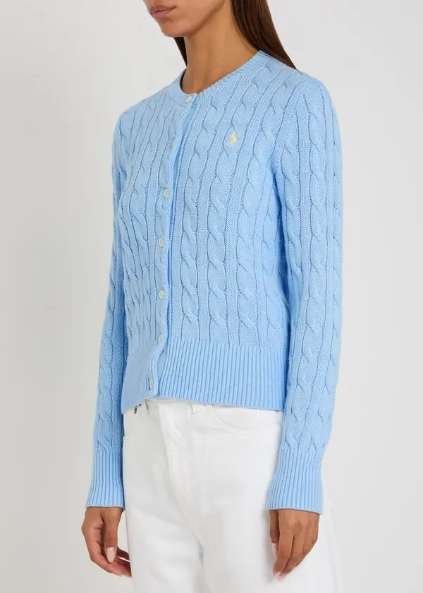 Polo Ralph Lauren Logo-embroidered Cable-knit Cotton Cardigan
