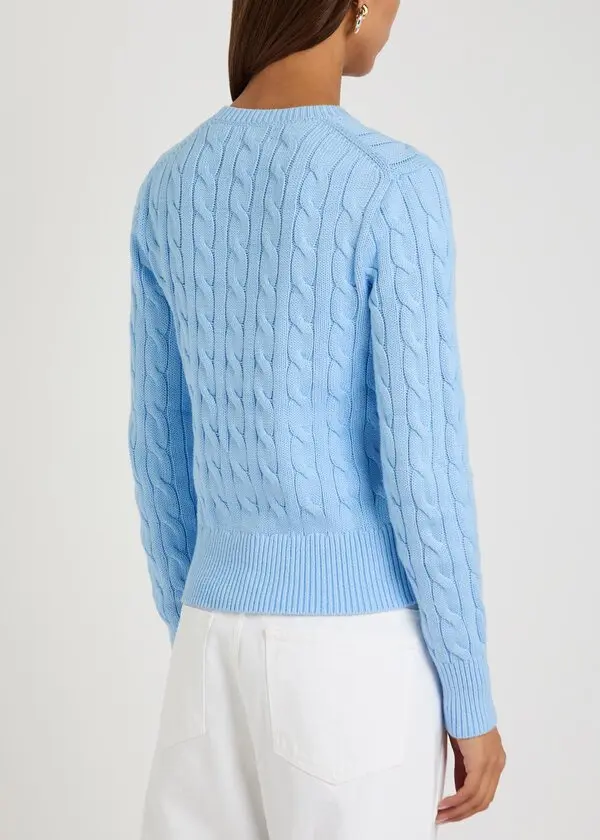 Polo Ralph Lauren Logo-embroidered Cable-knit Cotton Cardigan