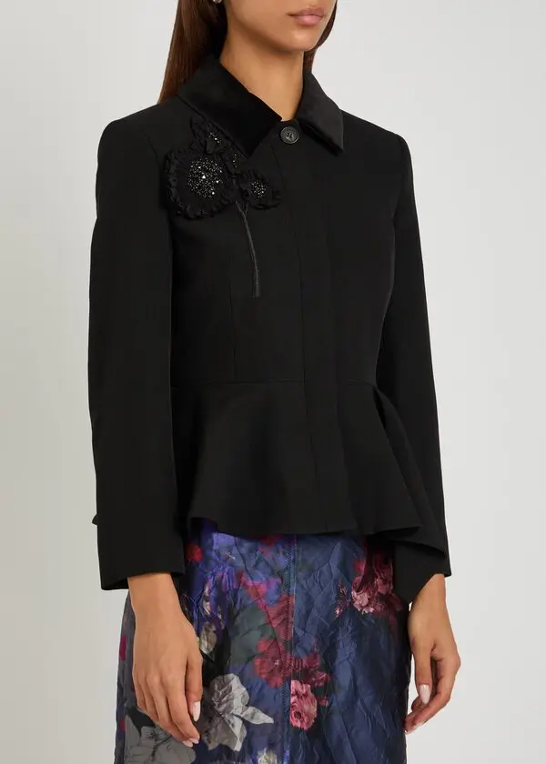 Erdem Floral-embellished Wool Jacket