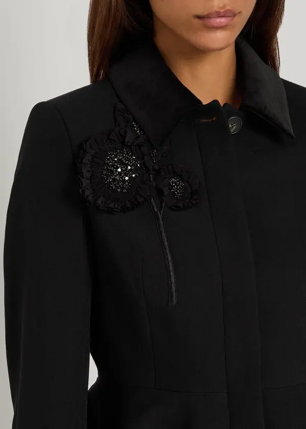 Erdem Floral-embellished Wool Jacket