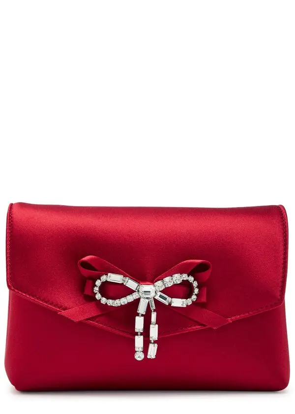 JIMMY CHOO Soft Bow Mini Satin Clutch - Red