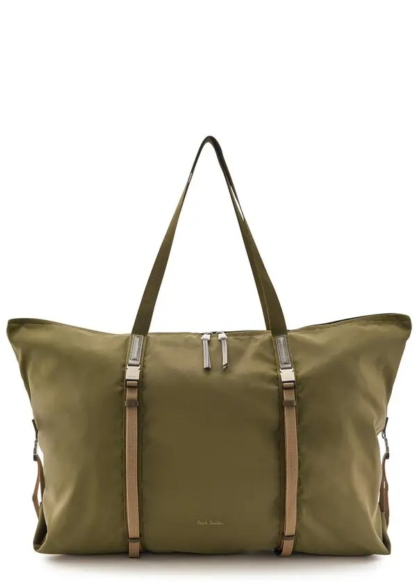 Paul Smith Logo-embroidered Nylon Holdall Bag - Khaki