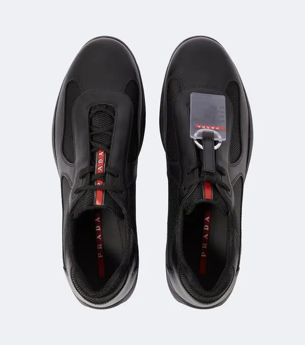 Prada America's Cup Leather-trimmed Sneakers - Black