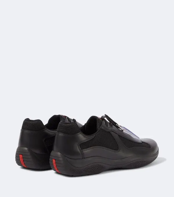 Prada America's Cup Leather-trimmed Sneakers - Black
