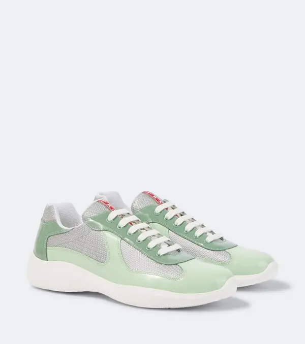 Prada America's Cup Leather-trimmed Sneakers - Green