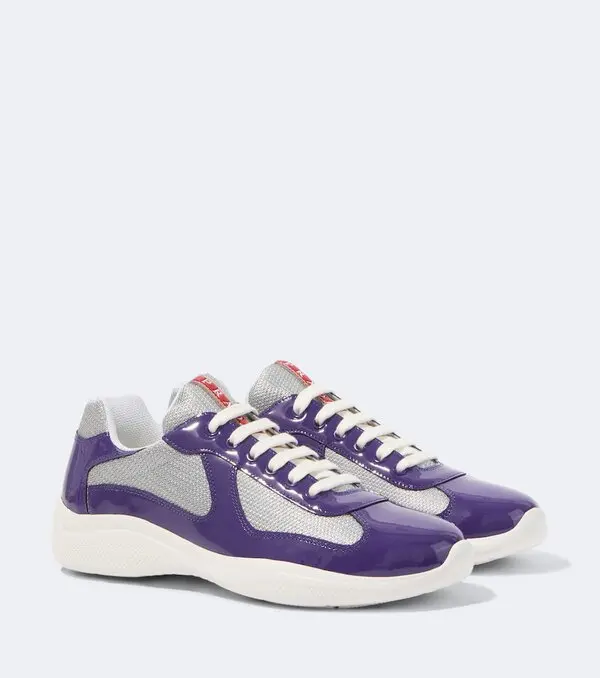 Prada America's Cup Leather-trimmed Sneakers - Purple