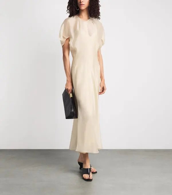 Khaite Puff Sleeve Ria Midi Dress