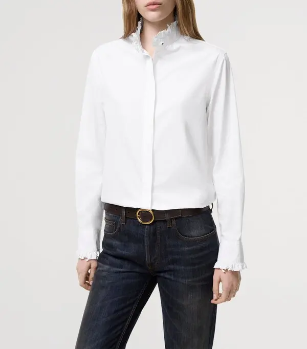 Burberry Cotton Poplin Ruffle Shirt