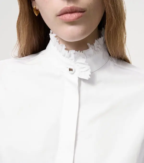 Burberry Cotton Poplin Ruffle Shirt