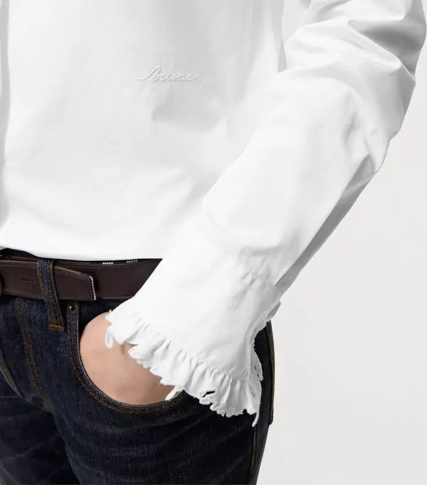 Burberry Cotton Poplin Ruffle Shirt