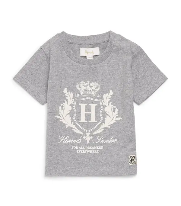 Harrods Cotton Jersey Flocked Logo T-shirt - Grey