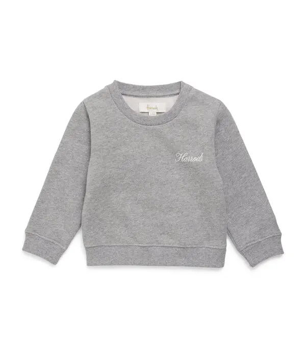 Harrods Cotton Jersey Flocked Logo Sweatshirt - Grey