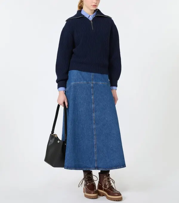Max Mara Denim Midi Skirt