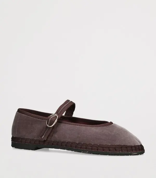 FLABELUS Velvet Pierre Mary Jane Flats