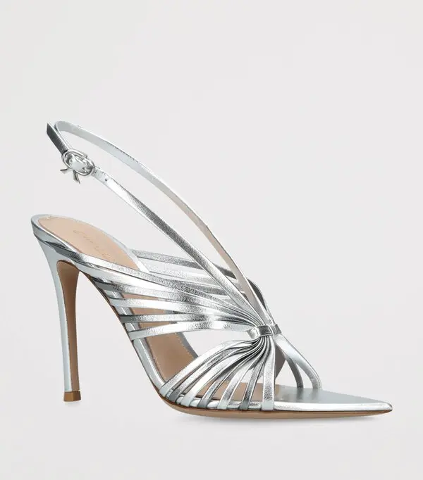 GIANVITO ROSSI Metallic Leather Muse Sandals 105