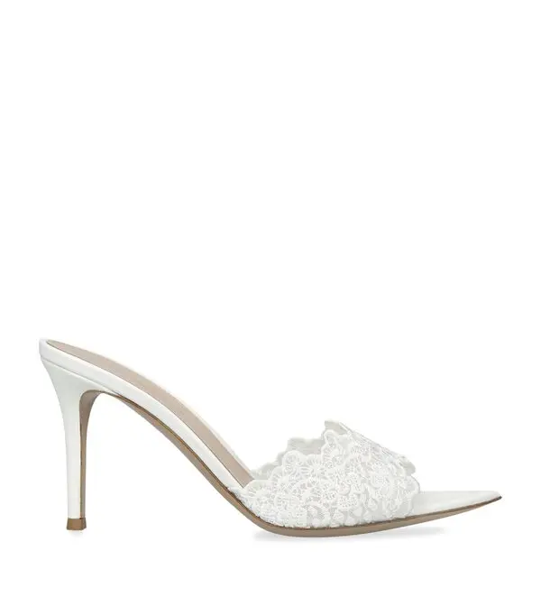 GIANVITO ROSSI Lace Yvonne Mules 85 - White