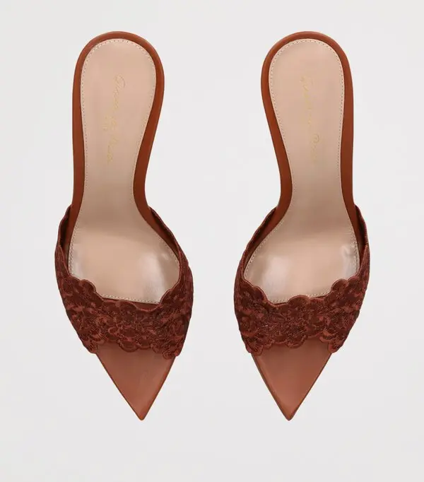 GIANVITO ROSSI Lace Yvonne Mules 85