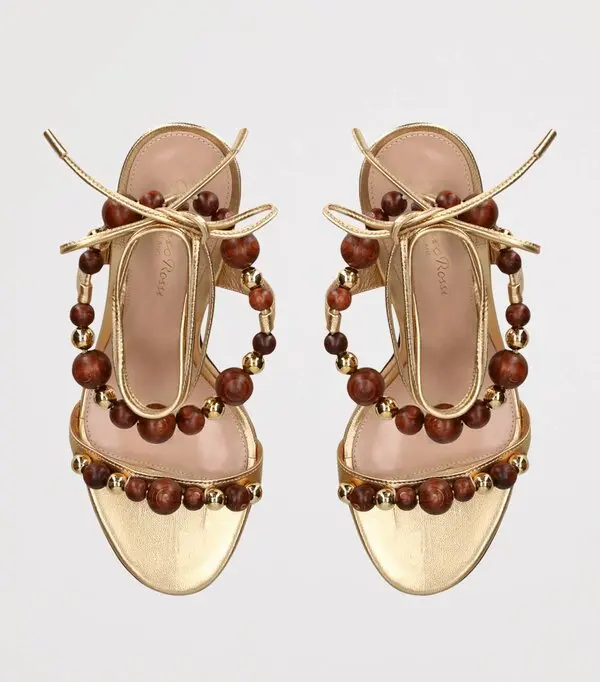 GIANVITO ROSSI Leather Embellished Pandawa Wrap Sandals 95