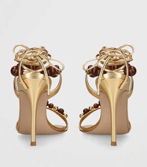 GIANVITO ROSSI Leather Embellished Pandawa Wrap Sandals 95