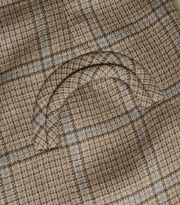 BLAZÉ MILANO Virgin Wool Check Tailored Trousers - Beige
