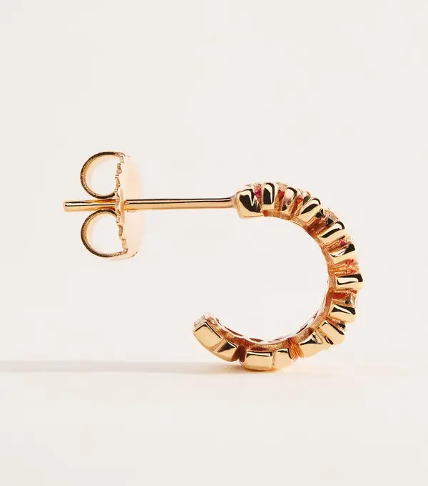 SUZANNE KALAN Diamond And Rainbow Sapphire Hoop Earrings
