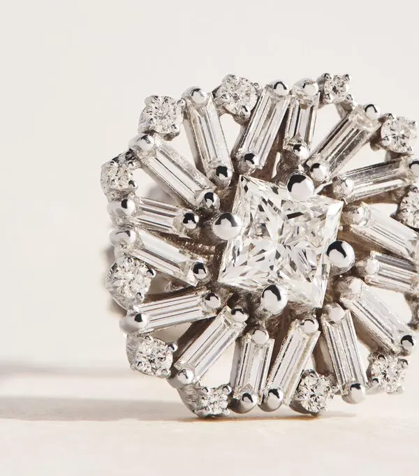SUZANNE KALAN Gold And Diamond Flower Earrings
