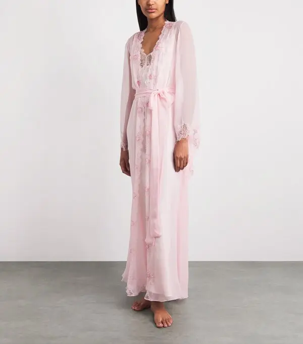 Rosamosario Silk Georgette Embellished Robe