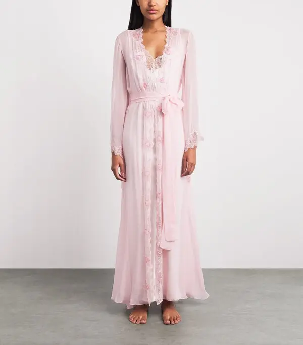 Rosamosario Silk Georgette Embellished Robe