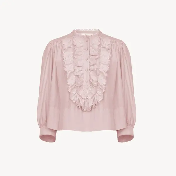 Chloé Ruffled Button-up Blouse - Shadow Pink